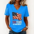 Womens Short Sleeve V Neck Pullover Top with 250 Years Print Loose Fit ...