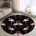 4ft Washable Round Rug, Pink Flamingo Non-Slip Circle Area Rug for ...