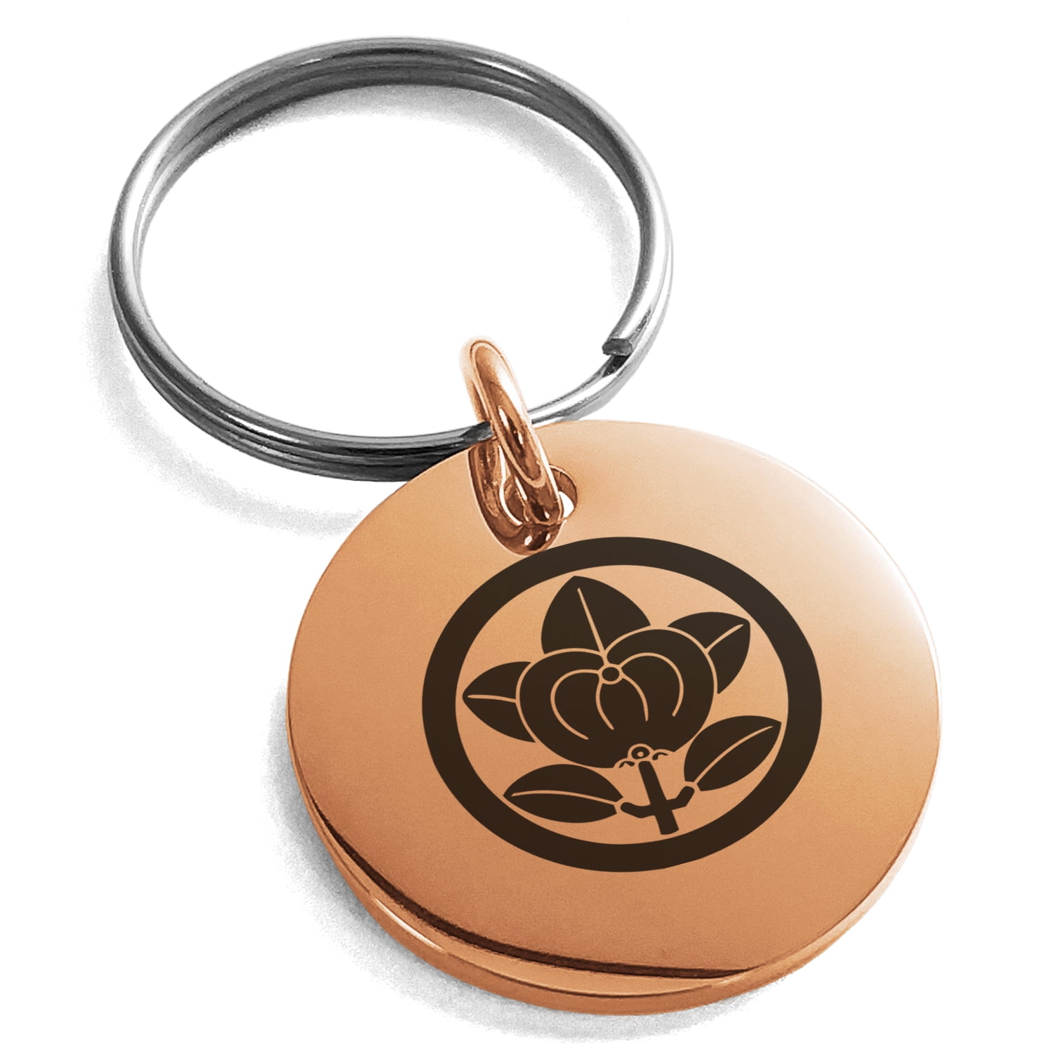 Stainless Steel Encircled Mandarin Kamon Crest Engraved Small Medallion ...