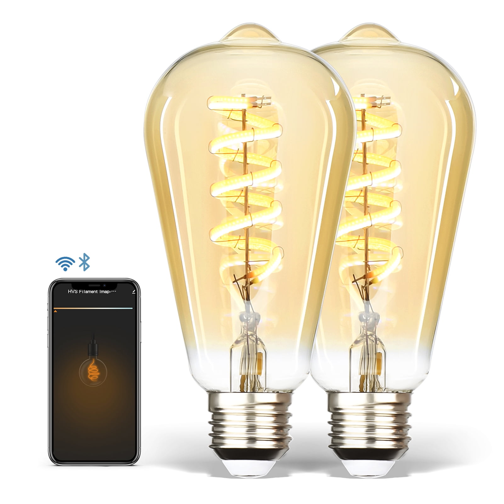 Homevenus Smart Edison Bulbs, ST64 E26 6W Dimmable Tunable Warm White ...