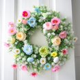 Easter Wreath Spring Decor Colorful Artificial Flowers Garland Front ...