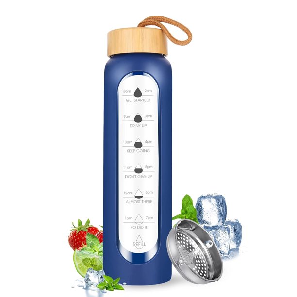 Drinking bottle 1l glass shatterproof, water bottle 1l, glass bottle 1 ...