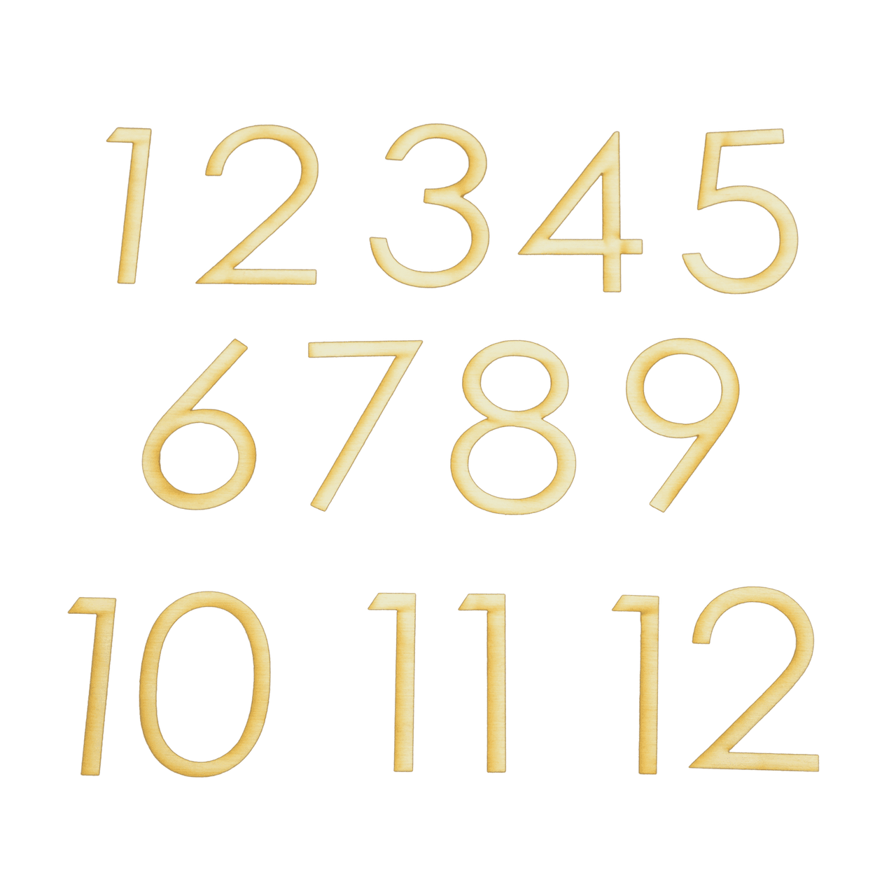 Unfinished Wood Clock Number Set in Century Gothic Font (4 inch Tall, 1 ...