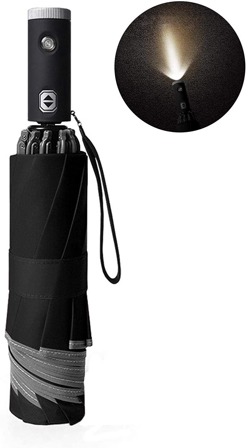 Fashion Automatic Business Reflective Umbrella with LED Flashlight ...