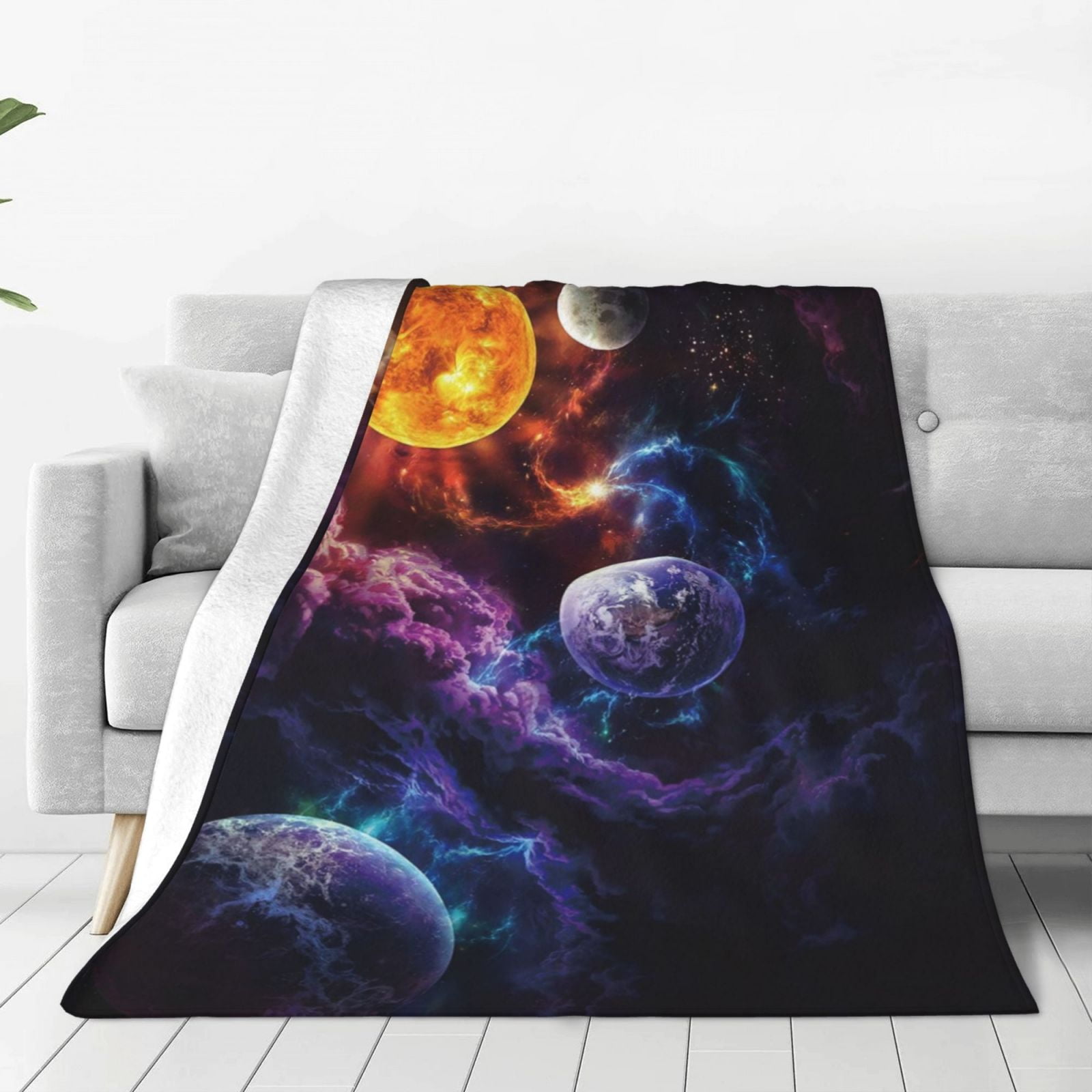 Galaxy Nebula Throw Blanket Universe Mars Earth Soft Ligtweight Cozy ...
