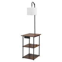KFFKFF Floor Lamp with Table, 2-Tier End Table Featuring 3 Drawers and ...