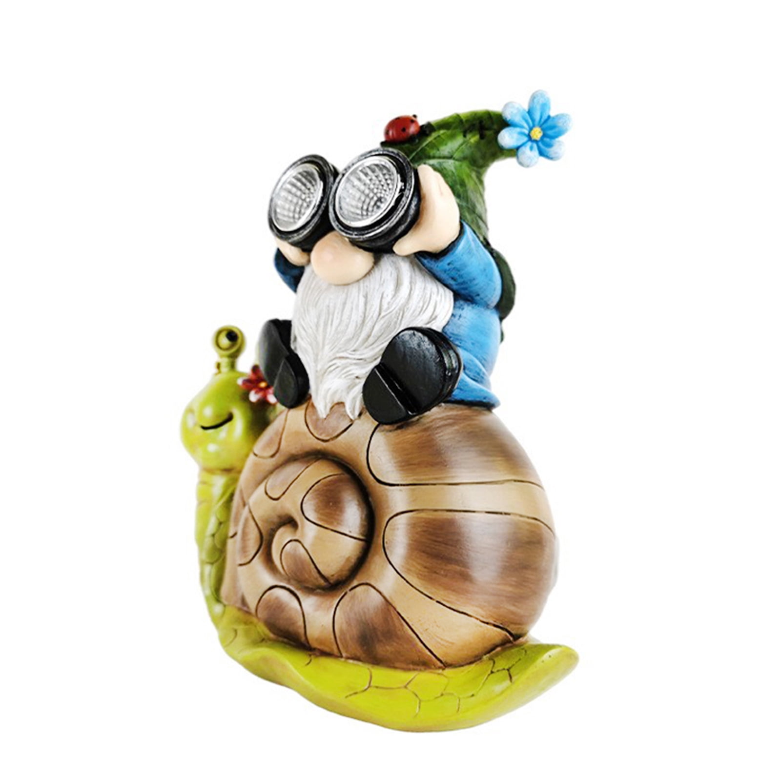 Resin Garden Gnome Snail Statue Decor With Solar Led Lights For Patio ...