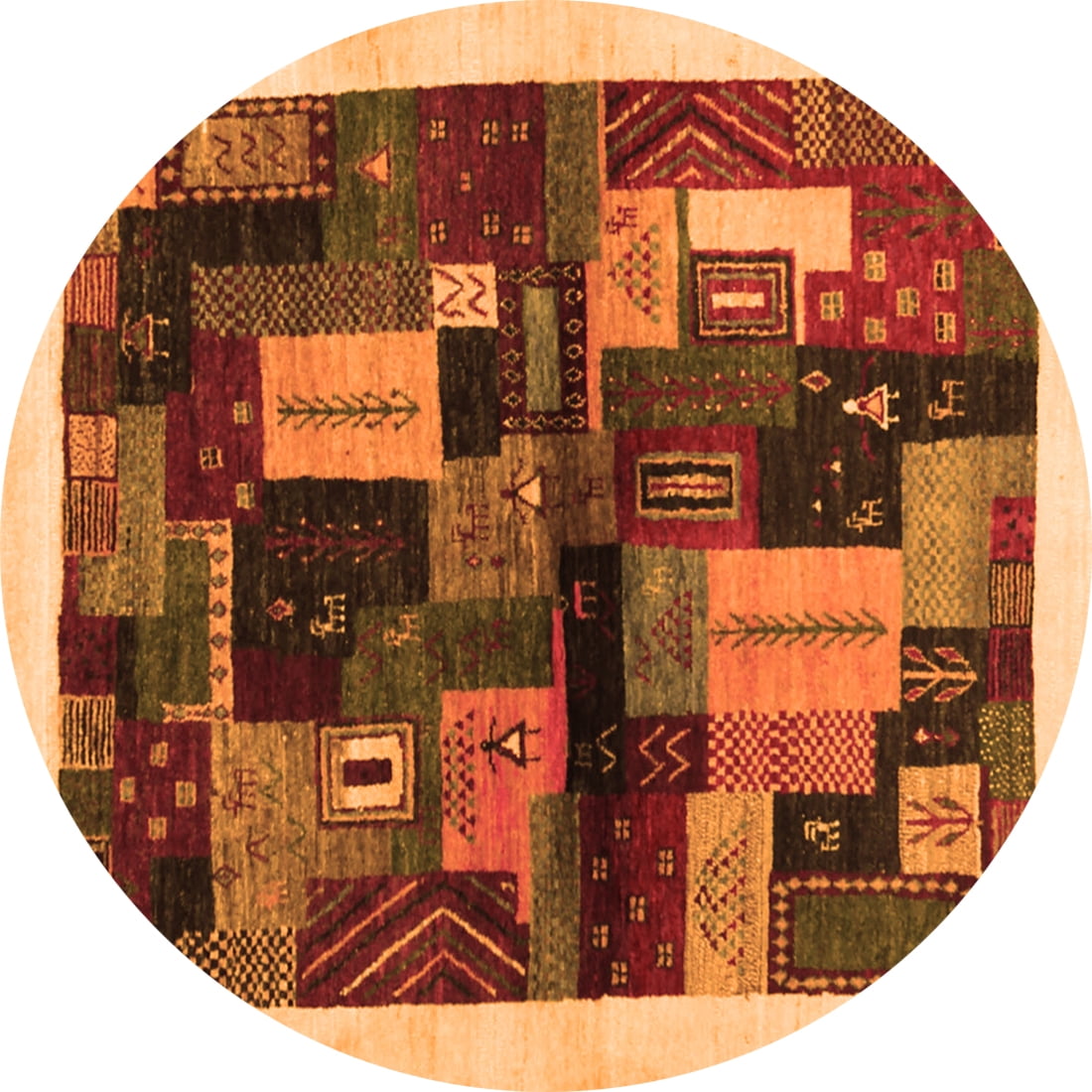 Ahgly Company Indoor Round Abstract Orange Contemporary Area Rugs, 5 ...