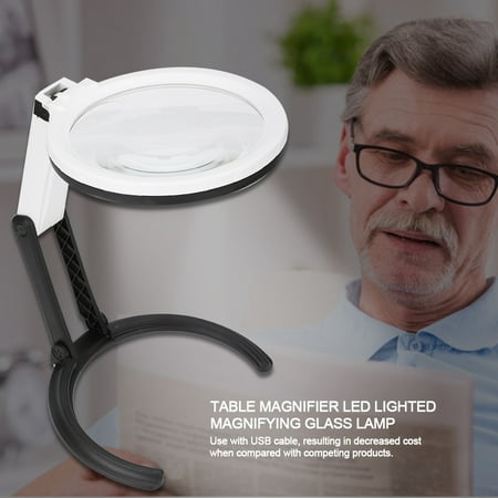 Keenso Magnifying Loupe Glasses, Foldable Lighted Magnifier Desk ...