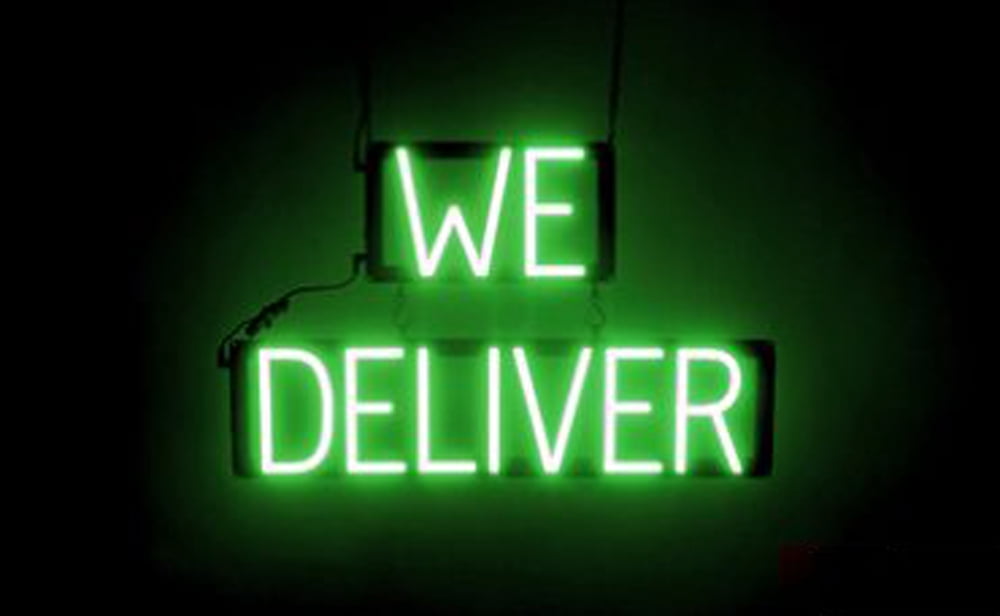 SpellBrite WE DELIVER LED Sign for Business. 24.0" x 15.0" Green WE ...