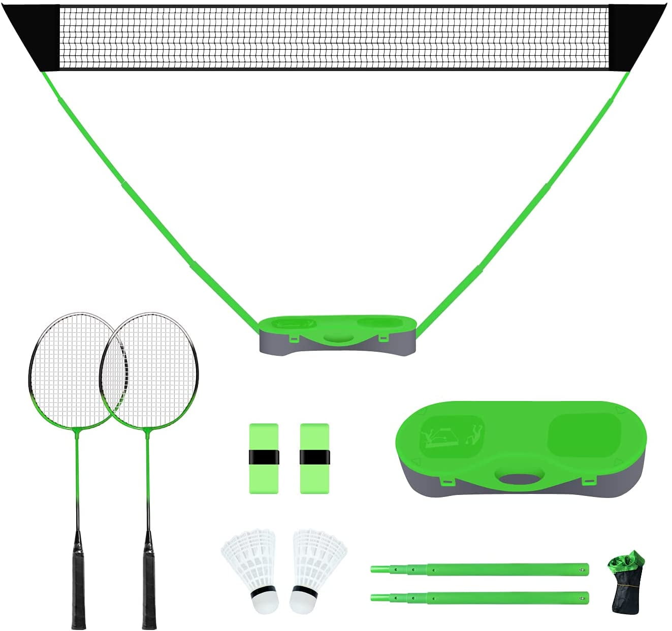 FBSPORT Portable Badminton Net Set with Storage Base, Folding ...