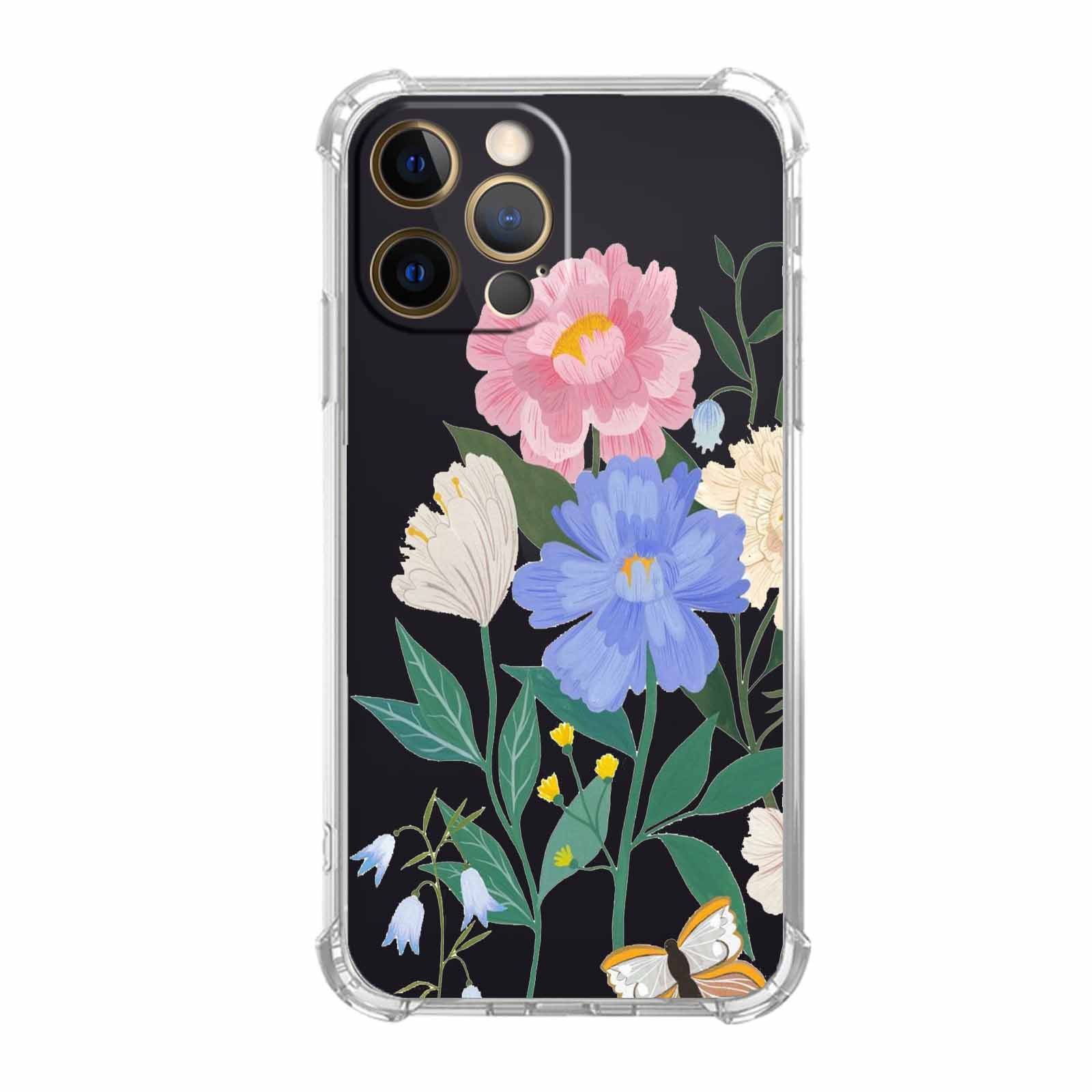 Flowers Clear Case for iPhone 12 Pro Max,Transparent Soft TPU Bumper ...