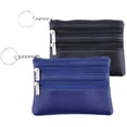 1 Set 2Pcs 2 Colors PU Leather Zipper Wallets with Alloy Key Rings ...