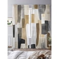 Abstract Color Blocks Semi Sheer Curtains 84 Inch Length 2 Panels Set ...