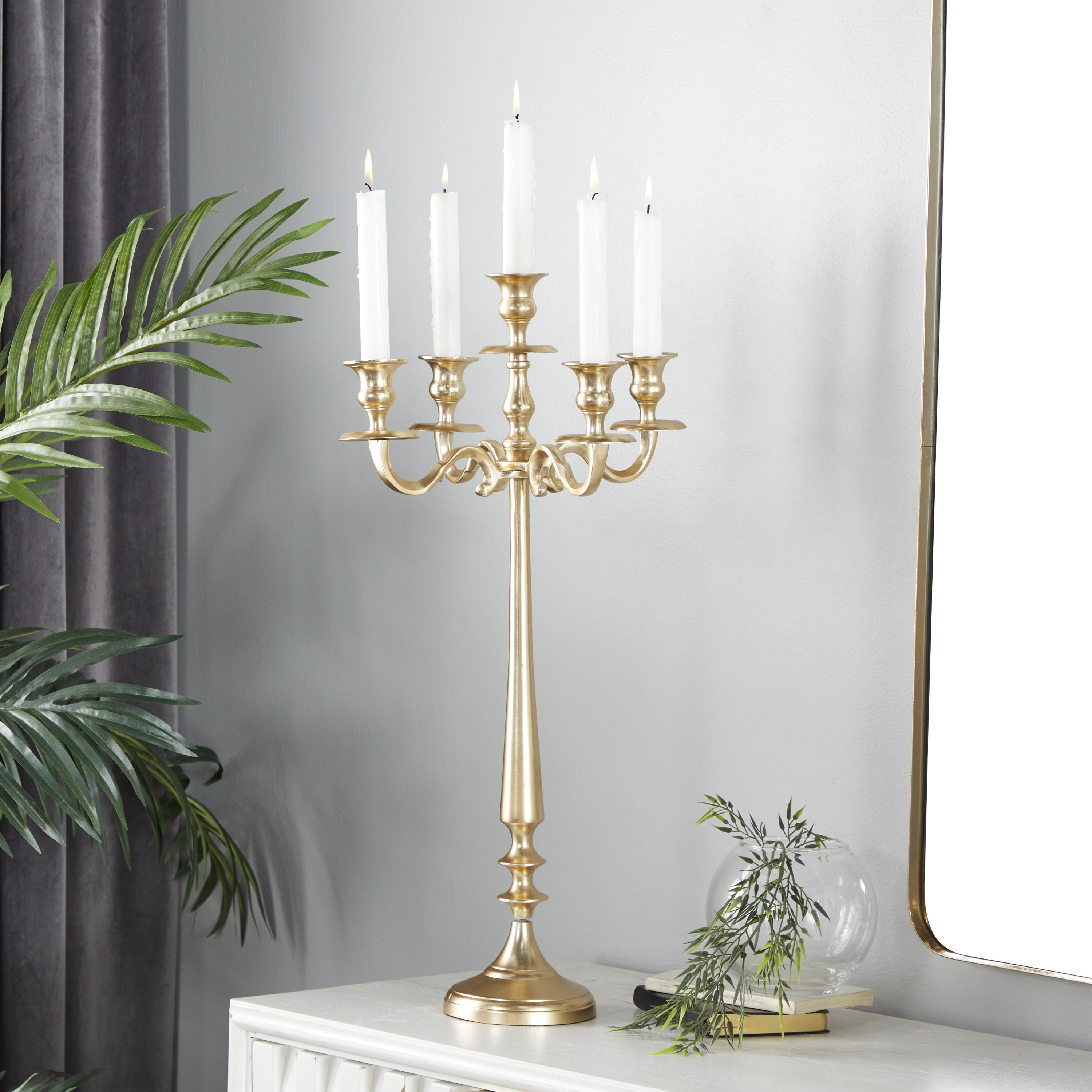 DecMode Traditional Five Tulip Shaped Candelabra Style Candle Holder ...