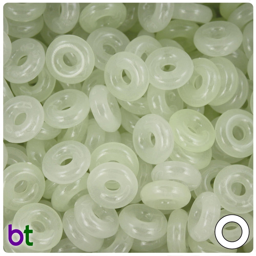 BeadTin Night Glow-in-the-Dark 14mm Ring Plastic Craft Beads (100pcs ...