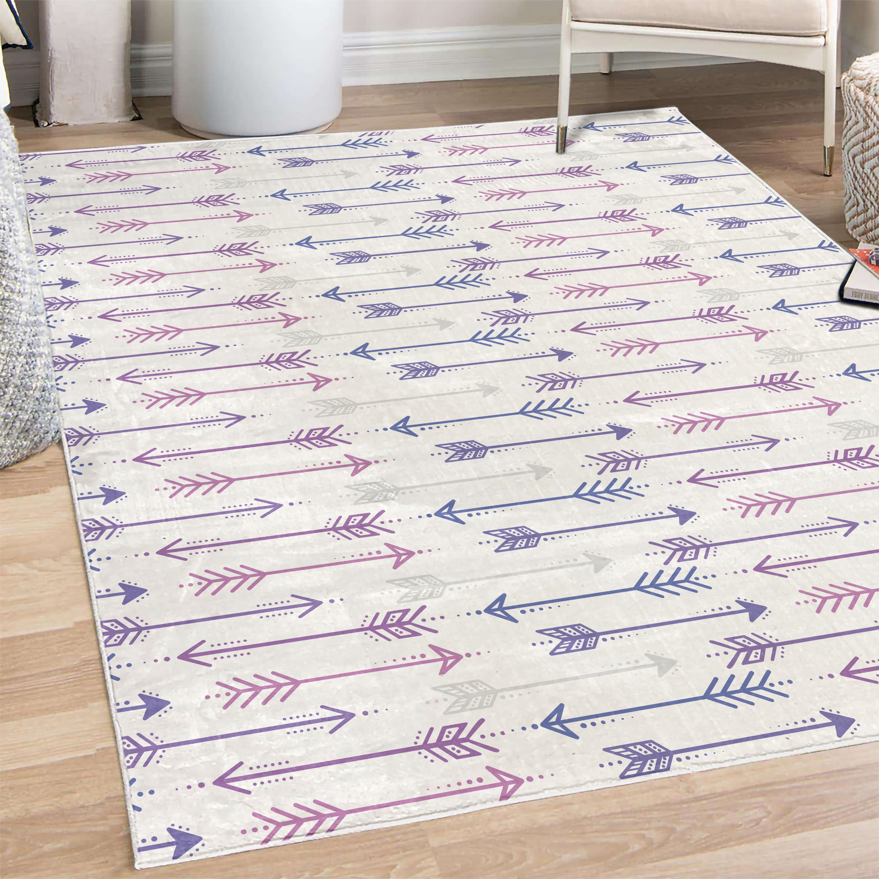 Boho Decorative Rug, Retro Arrow Pattern in Horizontal Line Heading to ...