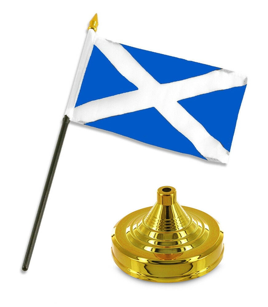 Scotland Cross 4"x6" Flag Desk Set Table Stick Gold Base - Walmart.com
