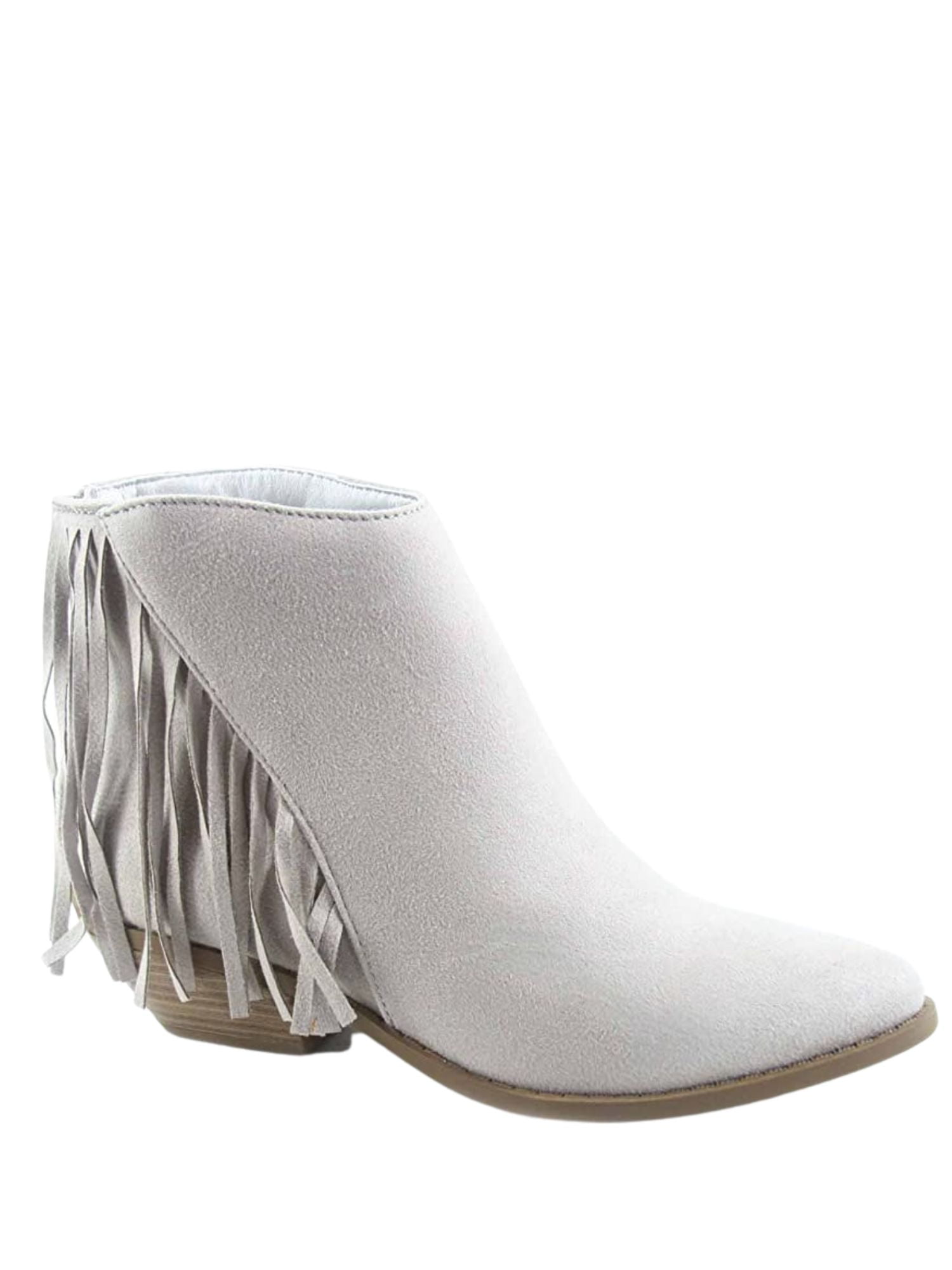 Volley Women's Low Heel Fringe Western Pointy Toe Ankle Booties Shoes ...