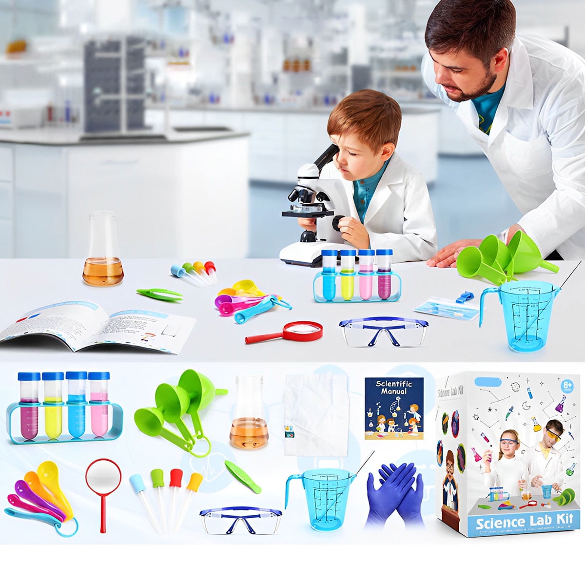 28 piezas Kit de experimentos de ciencia para niños con bata de ...