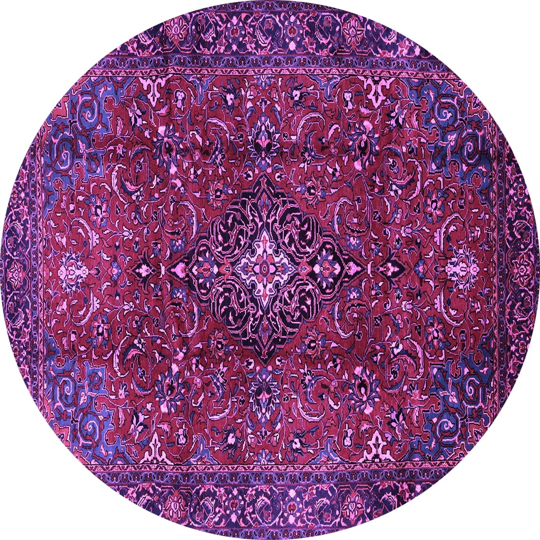 Ahgly Company Indoor Round Medallion Purple Traditional Area Rugs, 8 ...