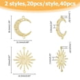 40Pcs 2 Styles Rack Plating Brass Connector Charms Long-Lasting Plated ...