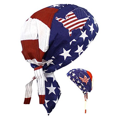 American Flag Headwrap Patriotic Doo Rag Red White and Blue (Amer ...