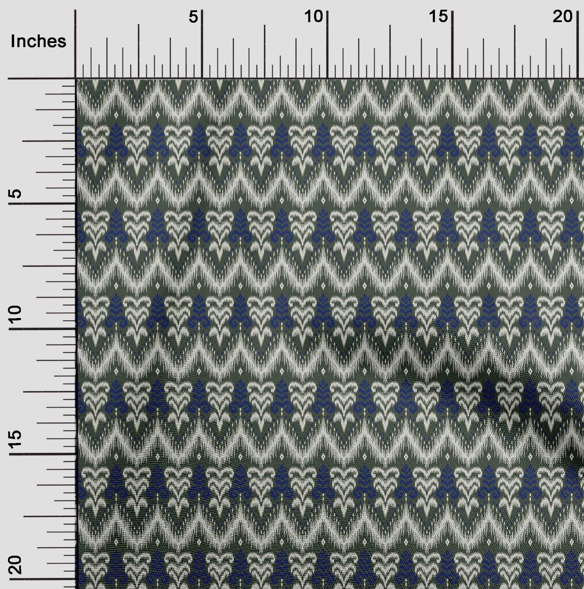 oneOone Organic Cotton Poplin Twill Fabric Chevron & Swirl Ikat Print ...