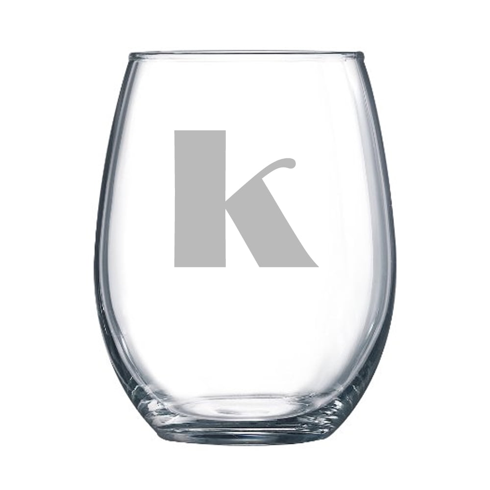 4-pc Broadway Personalized 15 oz Stemless Wine Glass, Letter K ...