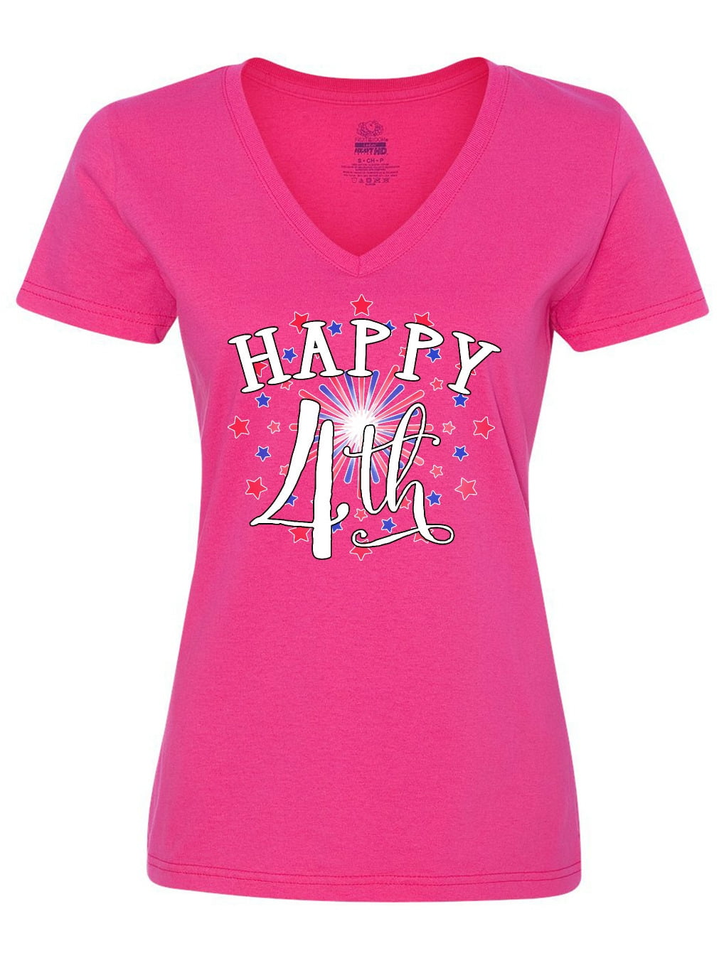 Inktastic Happy 4th- Fourth of July Firework Women's V-Neck T-Shirt ... Inktastic Happy 4th- Fourth of July Firework Women's V-Neck T-Shirt ...