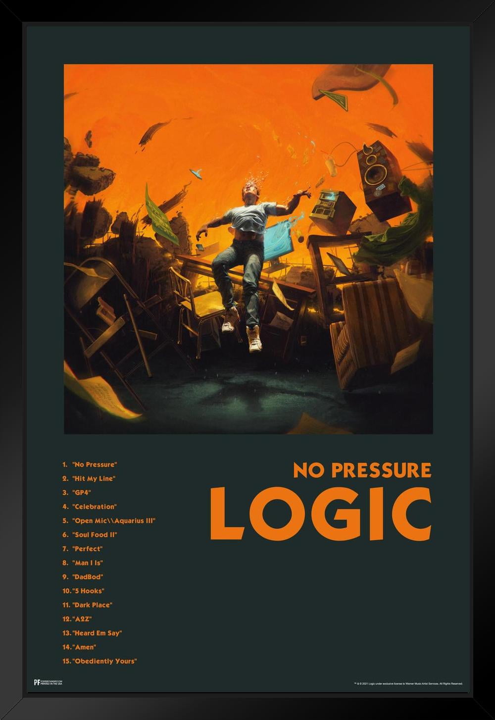 Logic Merch No Pressure Album Cover Art Track List Rap Posters Logic ...