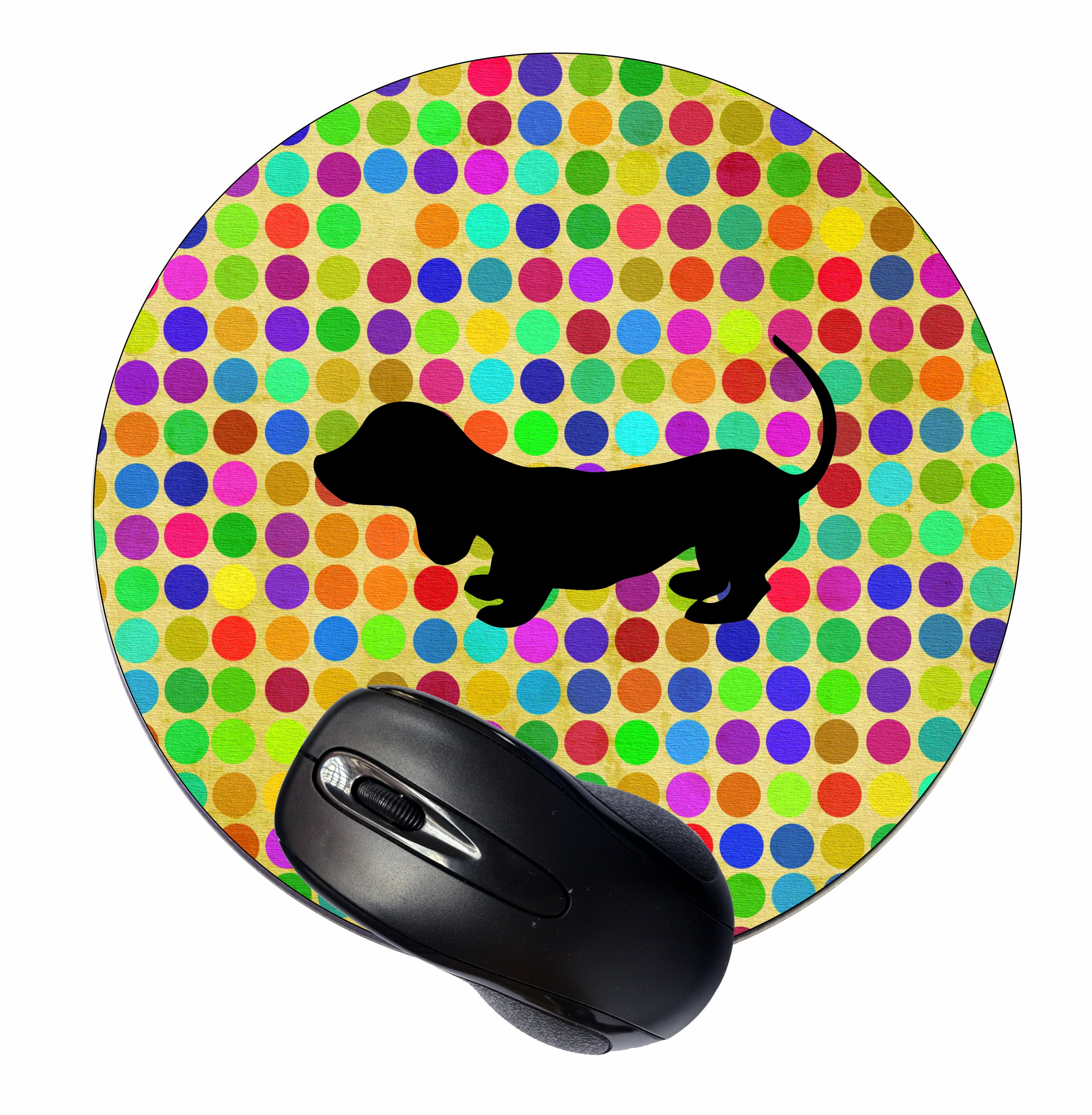 Mouse Mat Pad Mousepad Cute Desk Round Circle Mousemat Design Dachshund ...