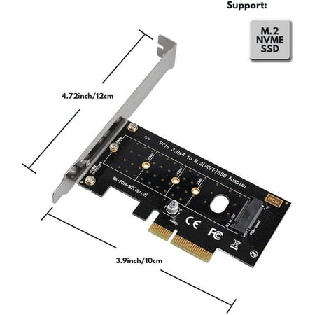 NVMe PCIe Adapter, M Key M.2 NVME SSD to PCI-e 3.0 x4 Host Controller ...