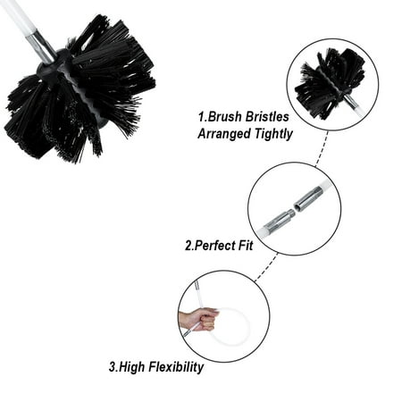 Chimney Brush Set Inner Wall Sweeper Removable Rotating Nylon Brushes ...