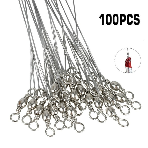 TSV 100PCS Stainless Steel Wire Fishing Leaders High-Strength Fishing ...