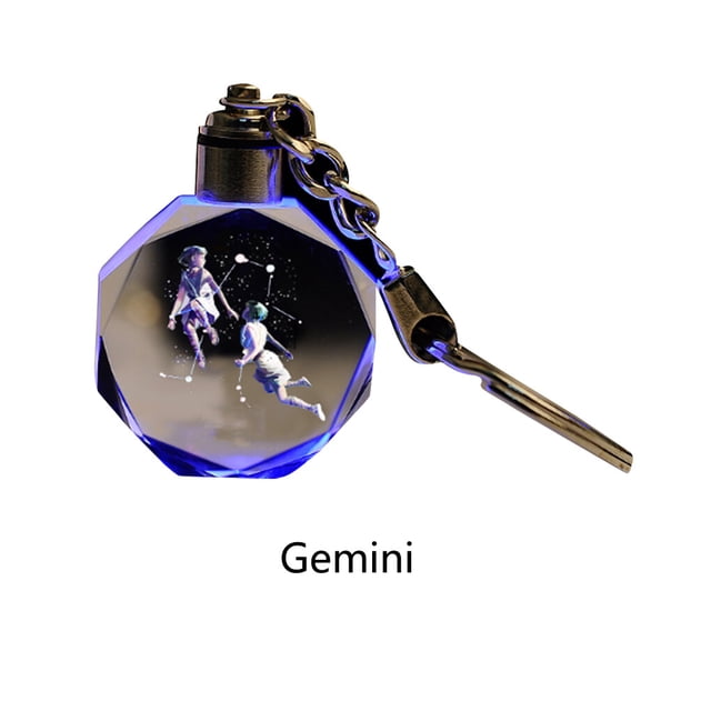 Langgg Constellation Crystal Lamp Key Chain Decorative Zodiac Birthday ...