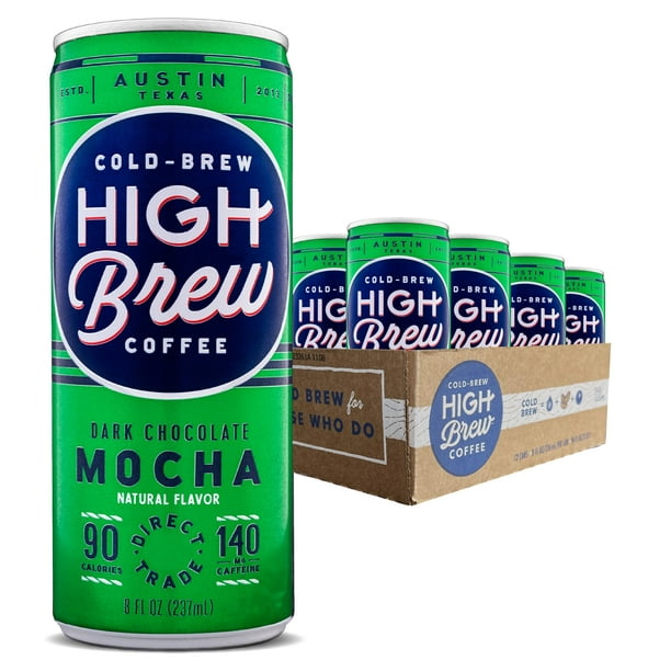 High Brew Coffee, Cold Brew Coffee, Dark Chocolate Mocha, 8 Fl Oz ...