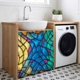 Abstract Colorful Glass Cabinet Curtains for Kitchen 35"W x 35"L, Blue ...