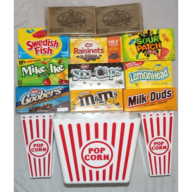 Deluxe Family Movie Night Theater Boxed Candy Popcorn Snack Gift Bundle ...