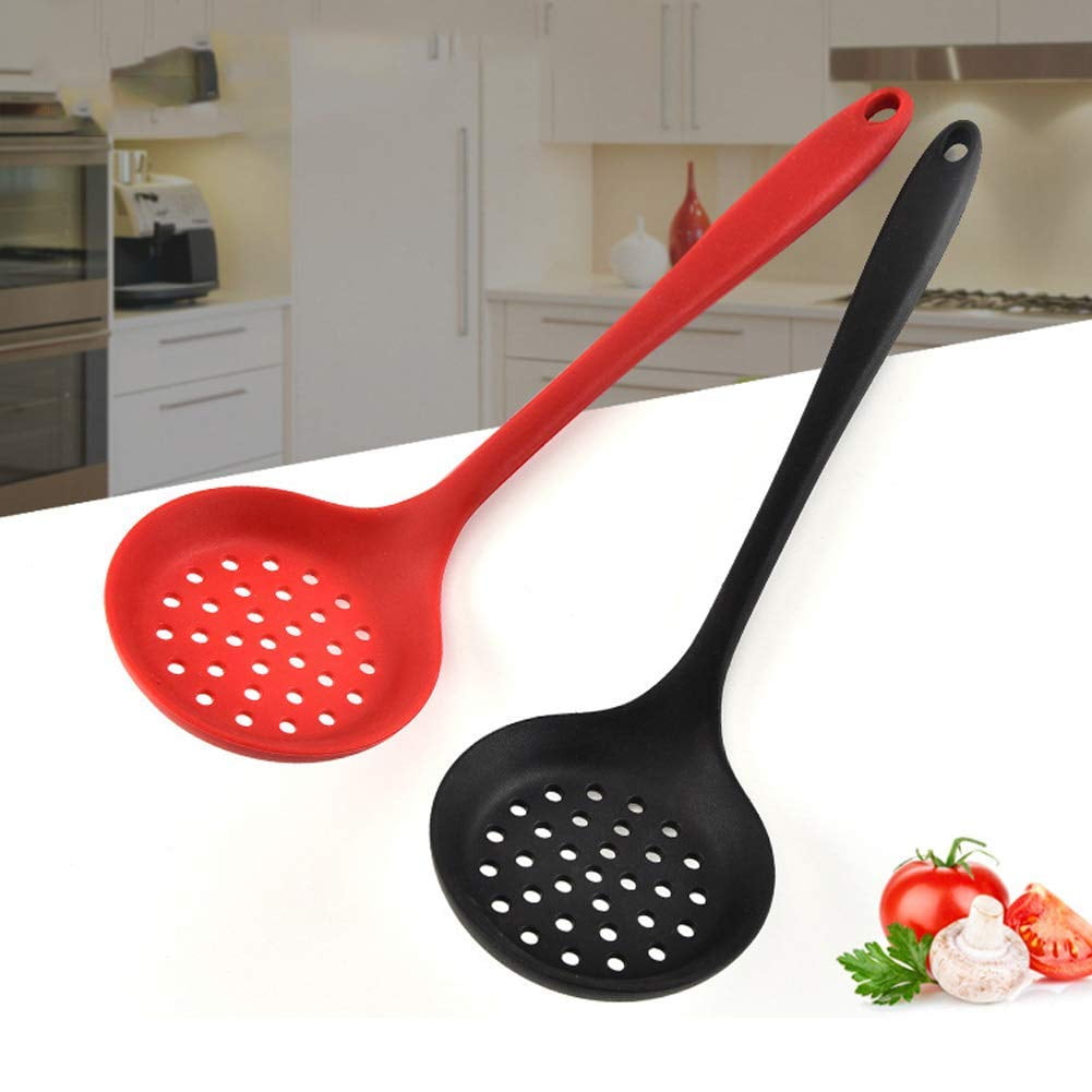 kiskick Long Handle Heat Resistant Silicone Colander Non-Stick Kitchen ...