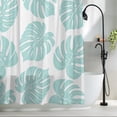 Aqua Monstera Leaf Shower Curtains for Bathroom, Summer Tropical ...