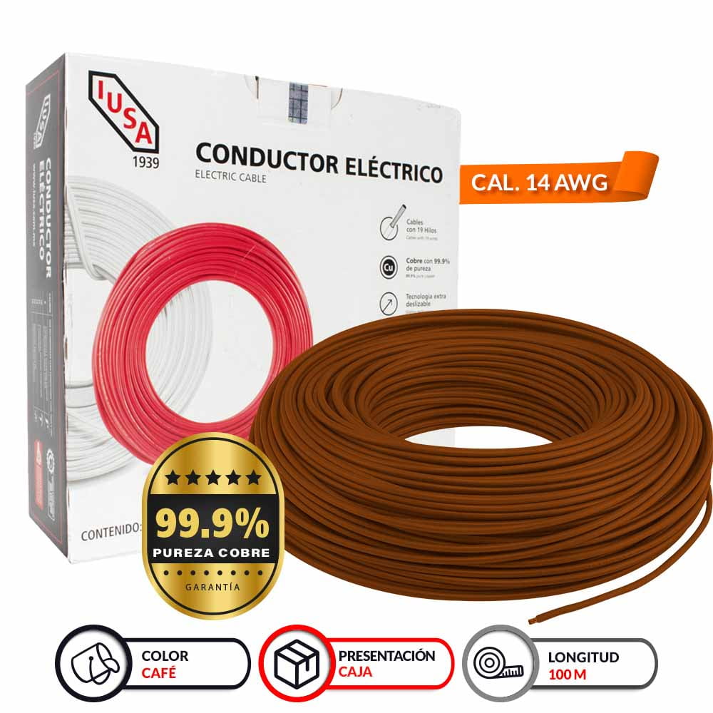 Rollo de cable flexible POT Iusa Café 14 AWG 100 metros | Bodega ...