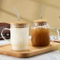 Pretty Comy Drinking Glasses with Bamboo Lids and Glass Straw, Can ...