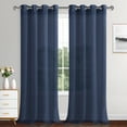 XWZO Navy blue Sheer Curtains,84 Inch Length 2 Panels Set with Tiebacks,Grommet Semi Transparent ...