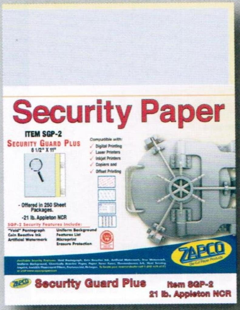 Laser Print Security Paper (SGP-2), Blue/Canary 21-lb 2-Part Carbonless ...
