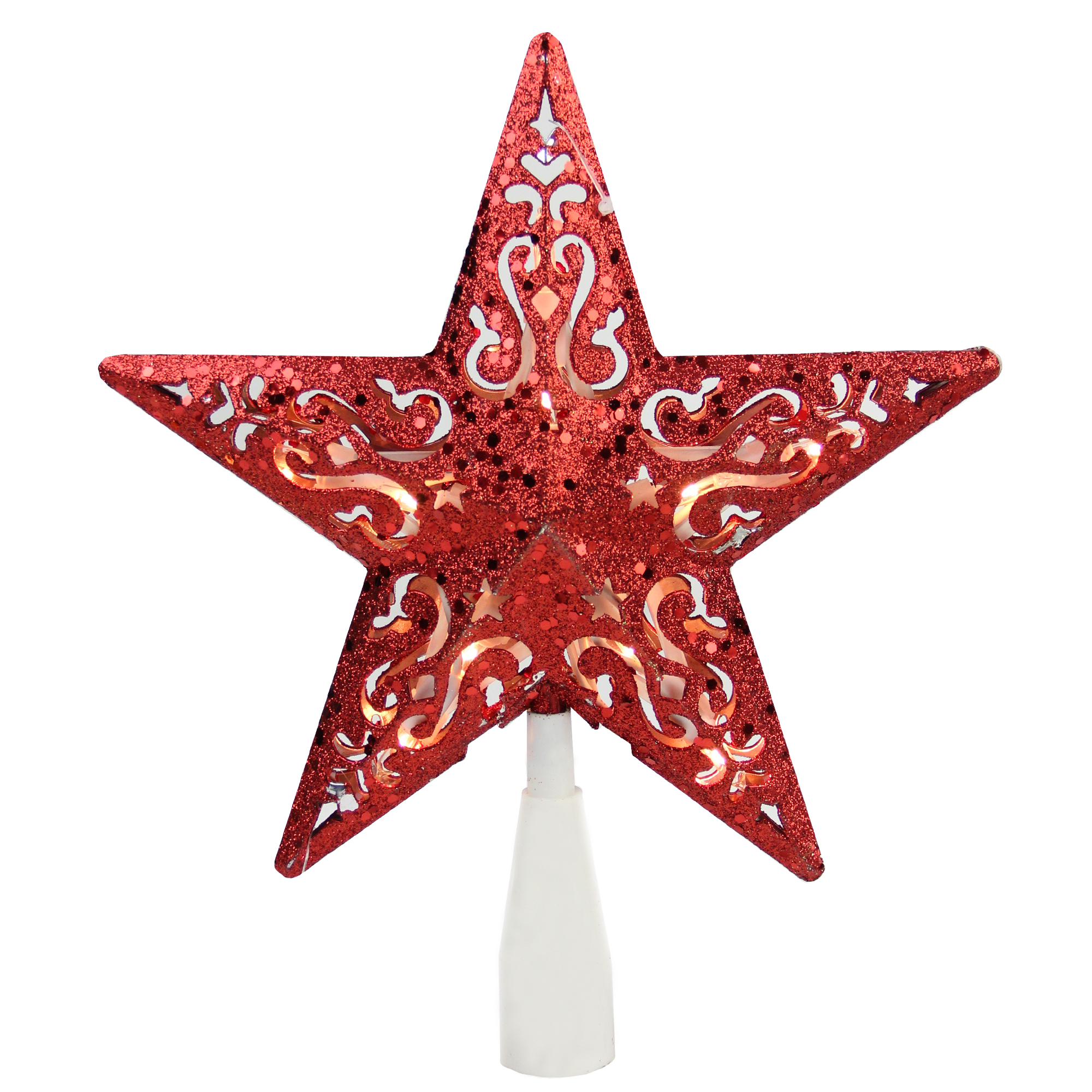 8 5 Red Glitter 5 Point Star Cut Out Christmas Tree Topper Clear 8 5 Red Glitter 5 Point Star Cut Out Christmas Tree Topper Clear