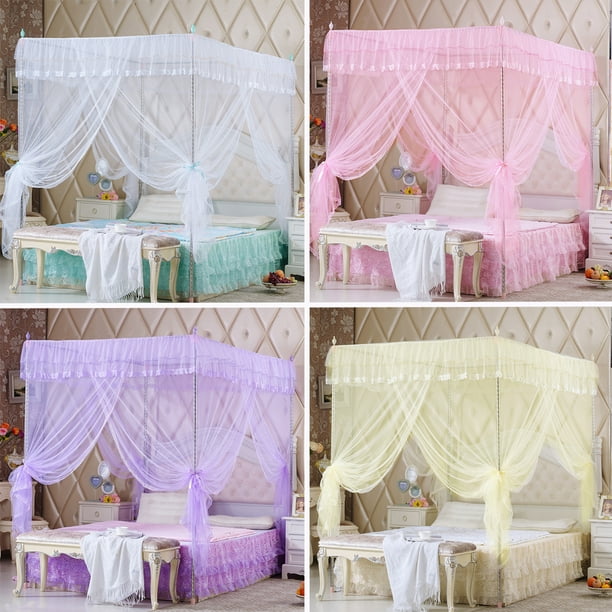 Four Corner Post Mosquito Net, Elegant & Breathable Bed Netting Curtain ...