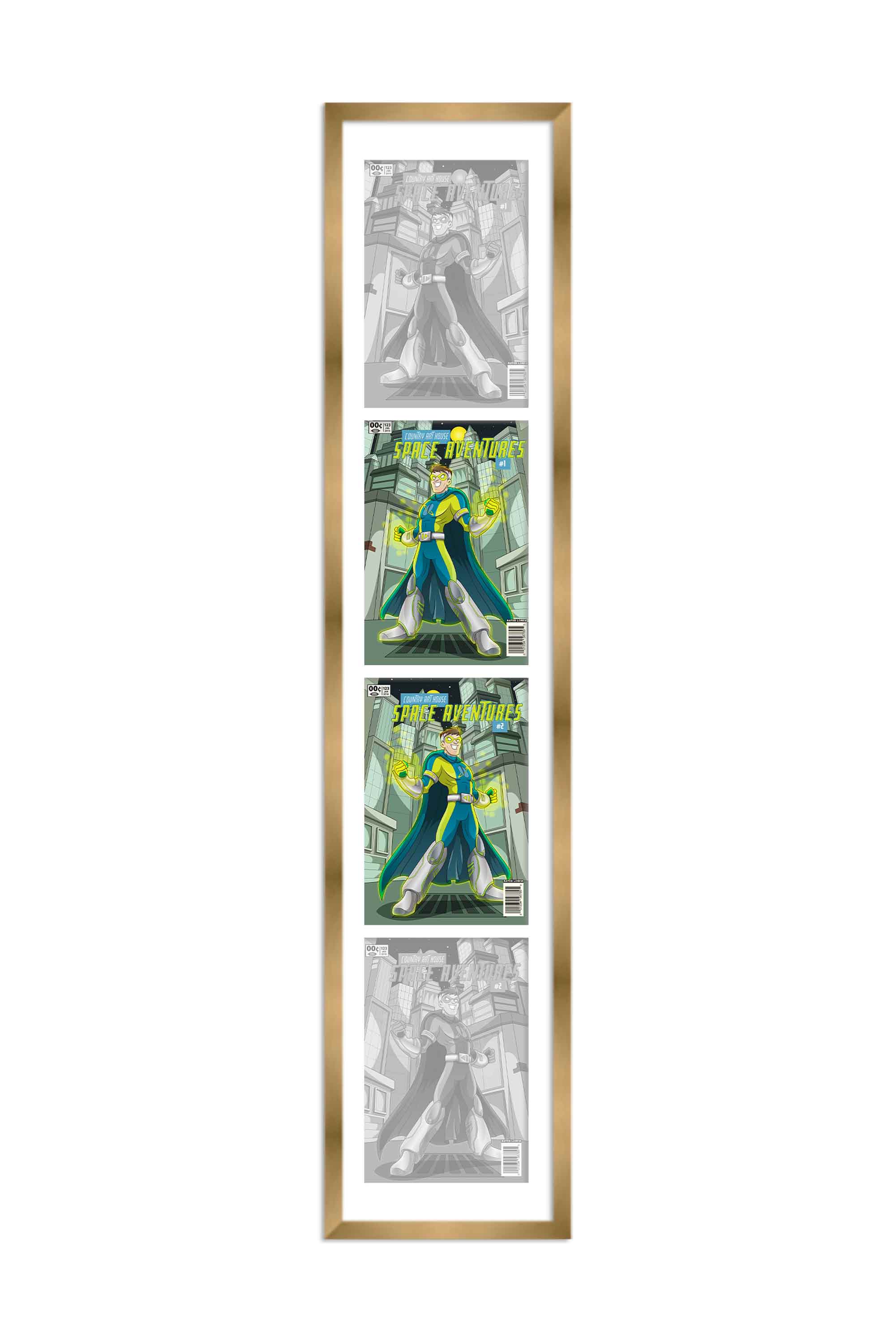 Gold Comic Book Frame with White Mat - 4 Openingss to Display 4 7.75 ...