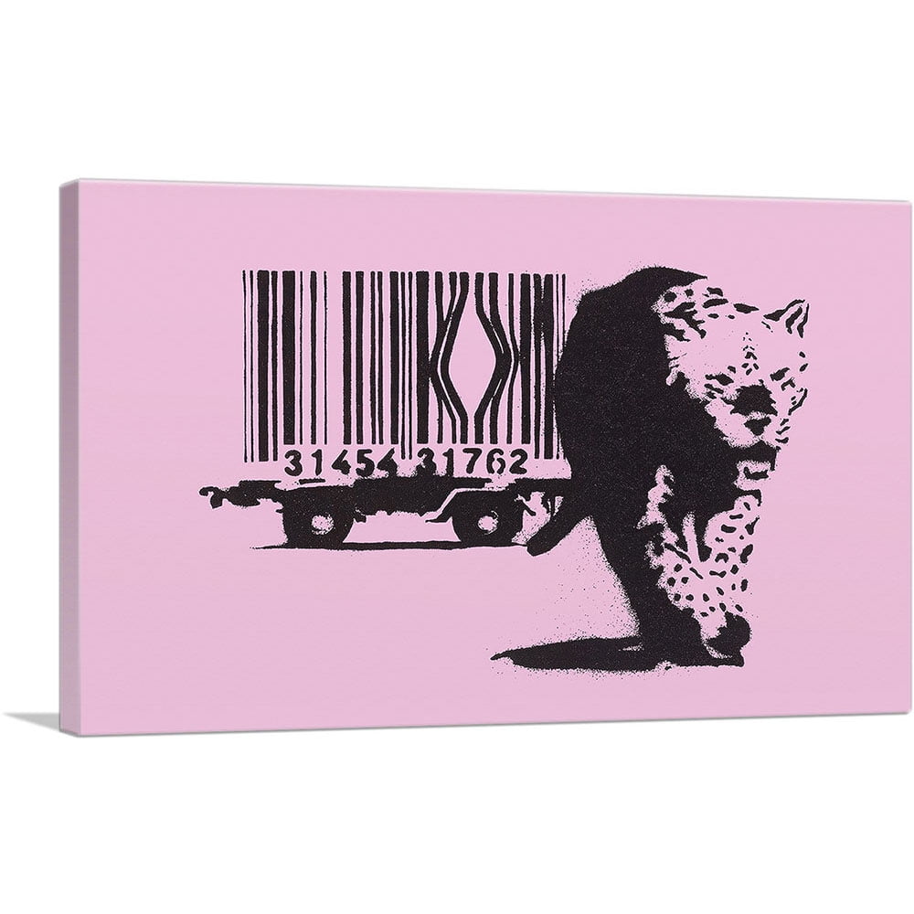 ARTCANVAS Barcode Leopard Canvas Art Print by Banksy - Size: 26" x 18 ...