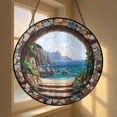 Seaside Ocean Scene Stained Glass Decorative Suncatcher, Coastal Window ...